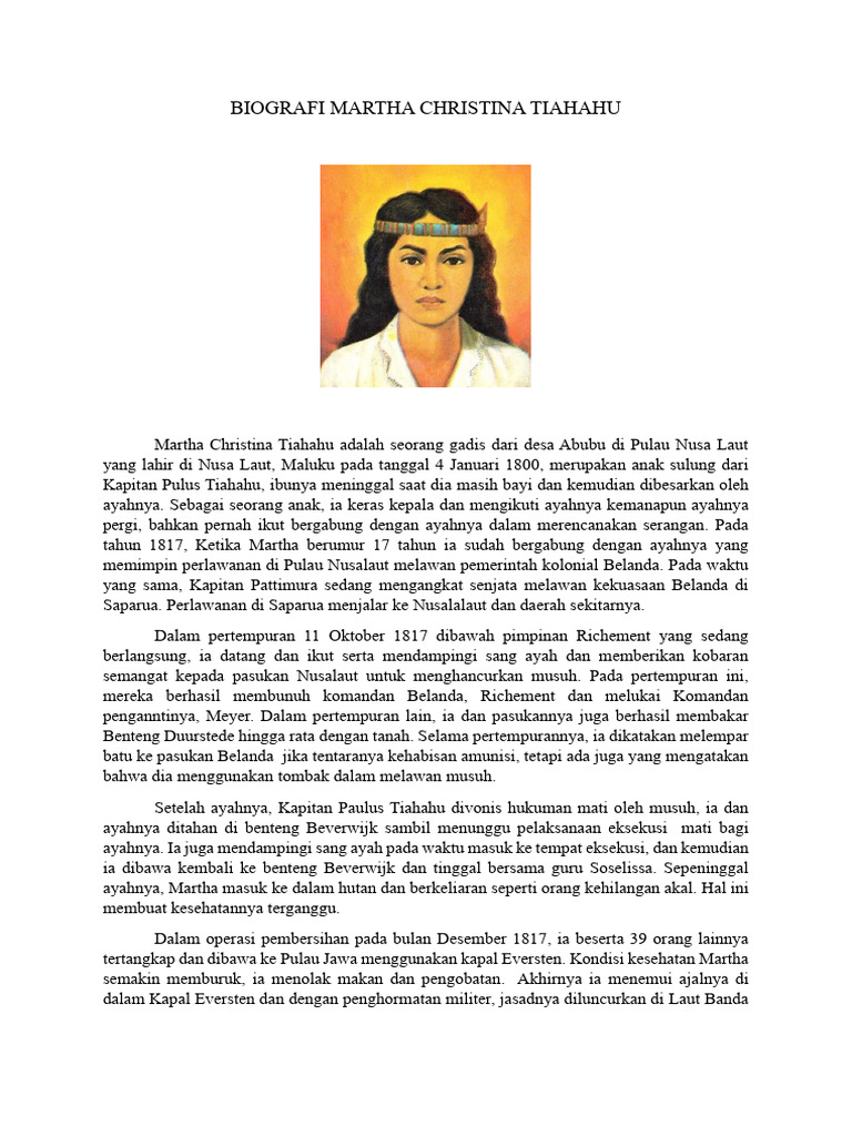 Biografi Martha Christina Tiahahu | PDF