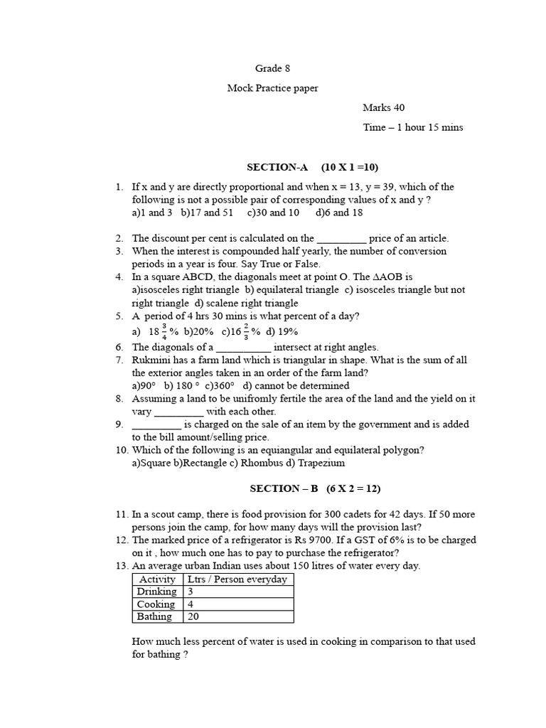 Mock Practice Paper | PDF | Teaching Methods & Materials