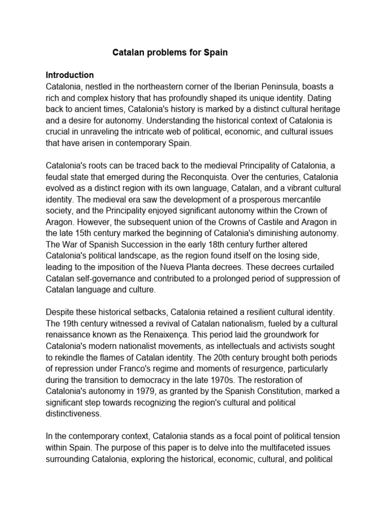 Catalonia's Autonomy and Independence Issues | PDF
