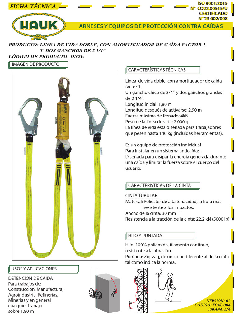 Linea de Vida Doble Via DN2G-1 | PDF