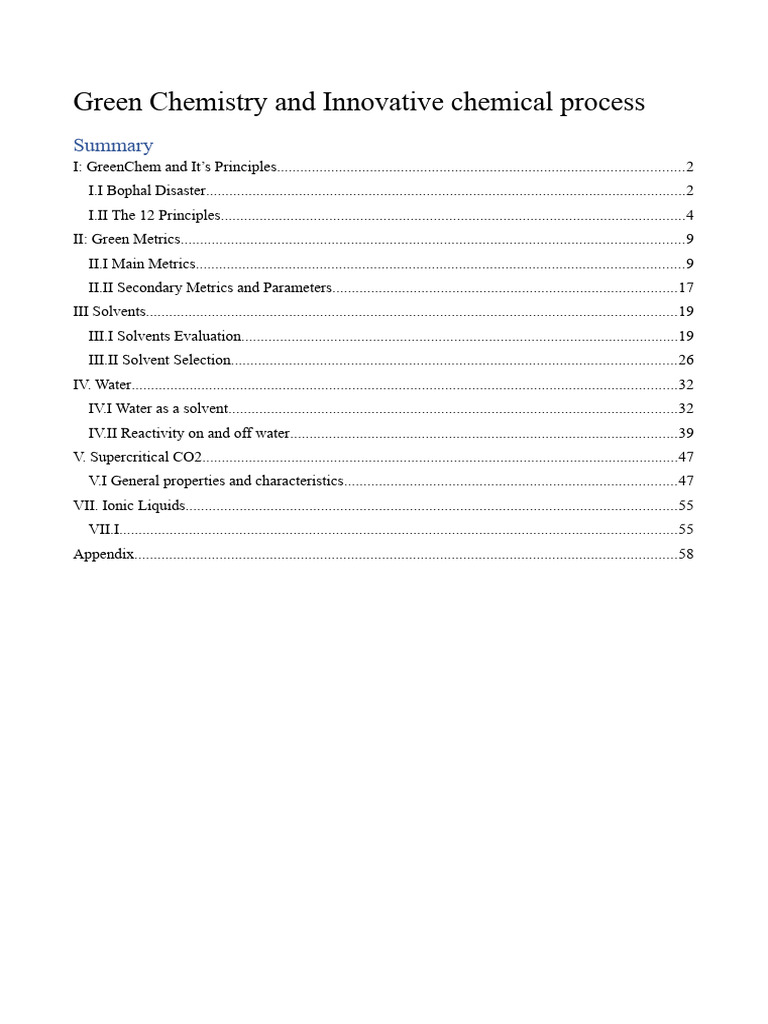 Green Chemistry and Innovative Chemical Process | PDF
