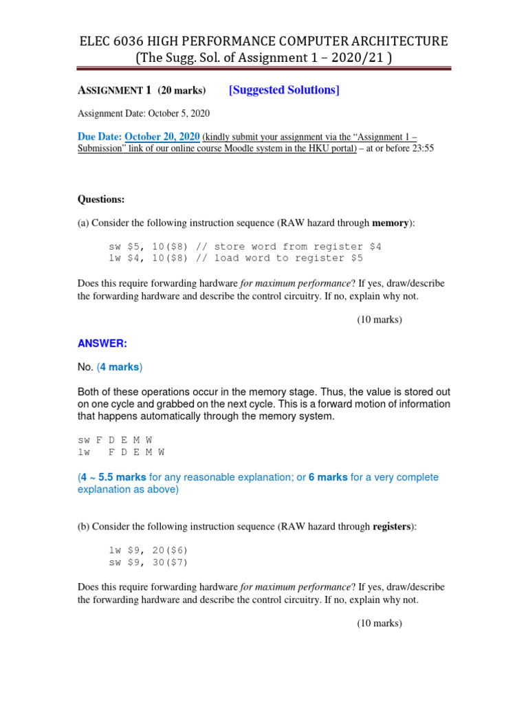 ELEC6036 Ass1 20 21 Sol PDF | PDF | Office Equipment | Computing