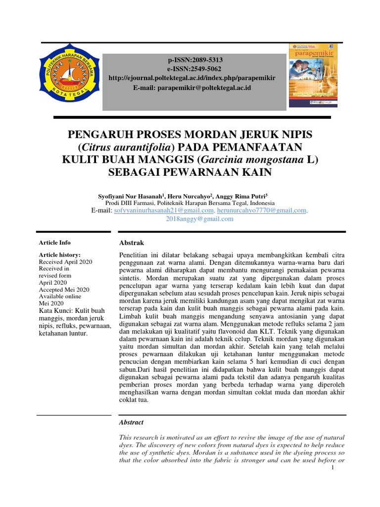 Mordan Jeruk Nipis untuk Pewarna Kain | PDF