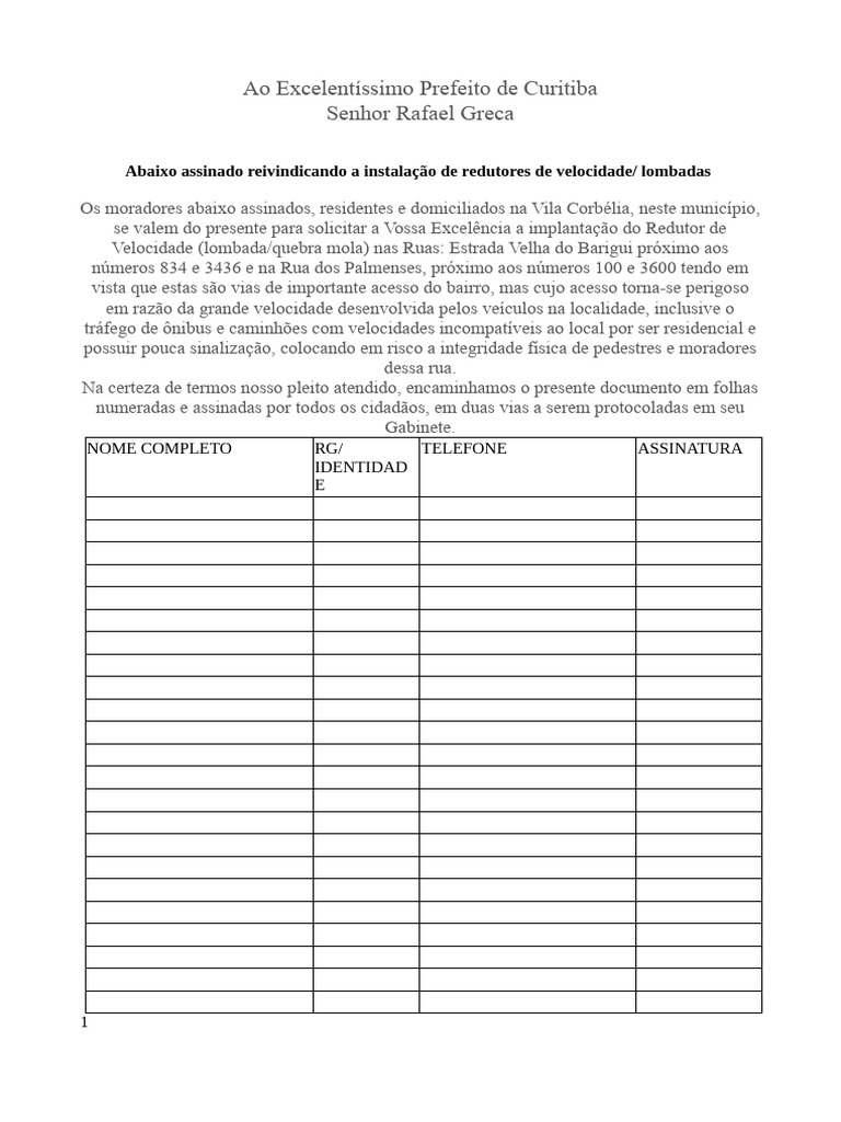 Abaixo Assinado Lombada 2 | PDF