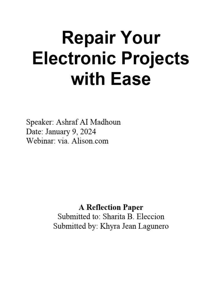Repair Your Electronic Projects With Ease | PDF | Computers ...