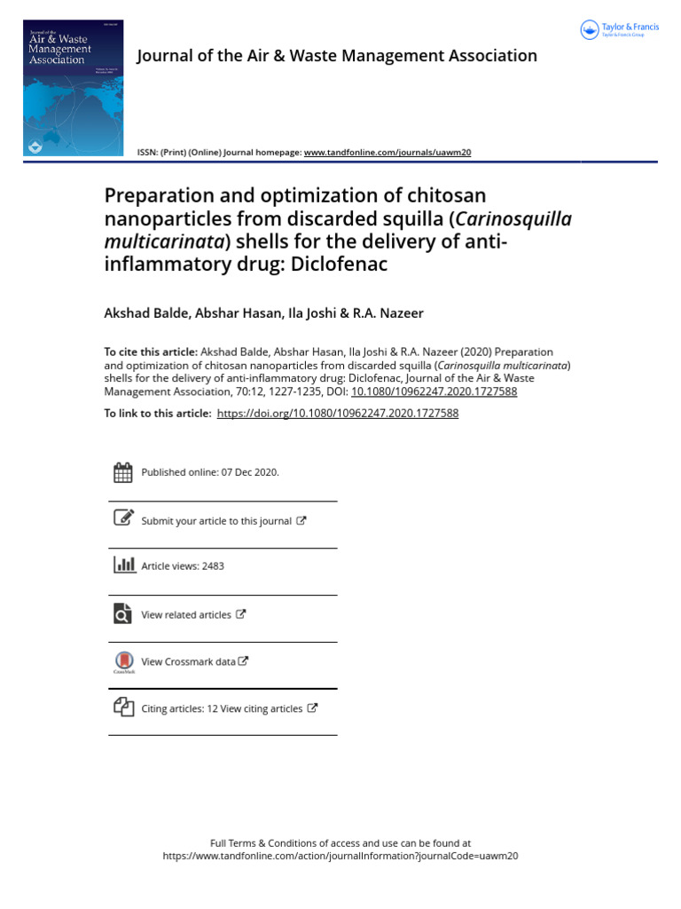 Preparation and Optimization of Chitosan Nanoparticles From Discarded ...