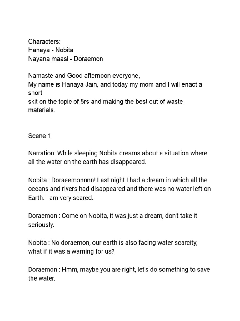 Script For Hanaya's Skit | PDF