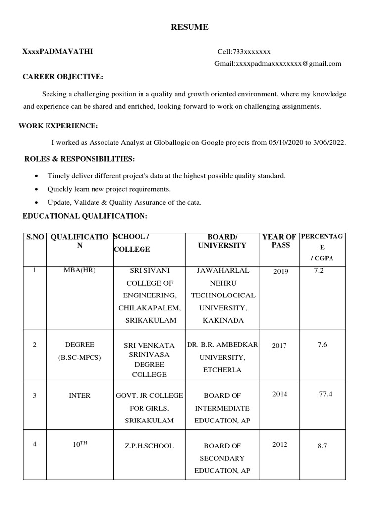 NXTWAVE Selected Candidate RESUME | PDF
