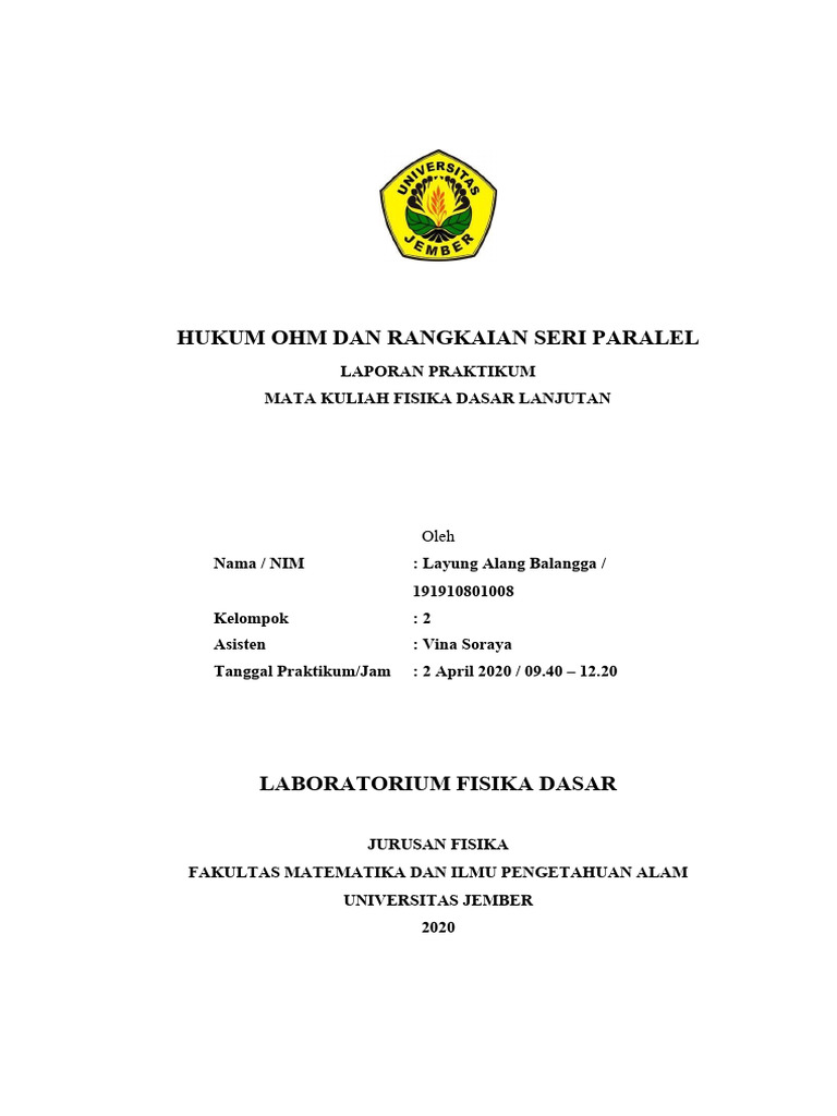 LAP 2 HUKUM OHM DAN RANGKAIAN SERI PARALEL-1 | PDF