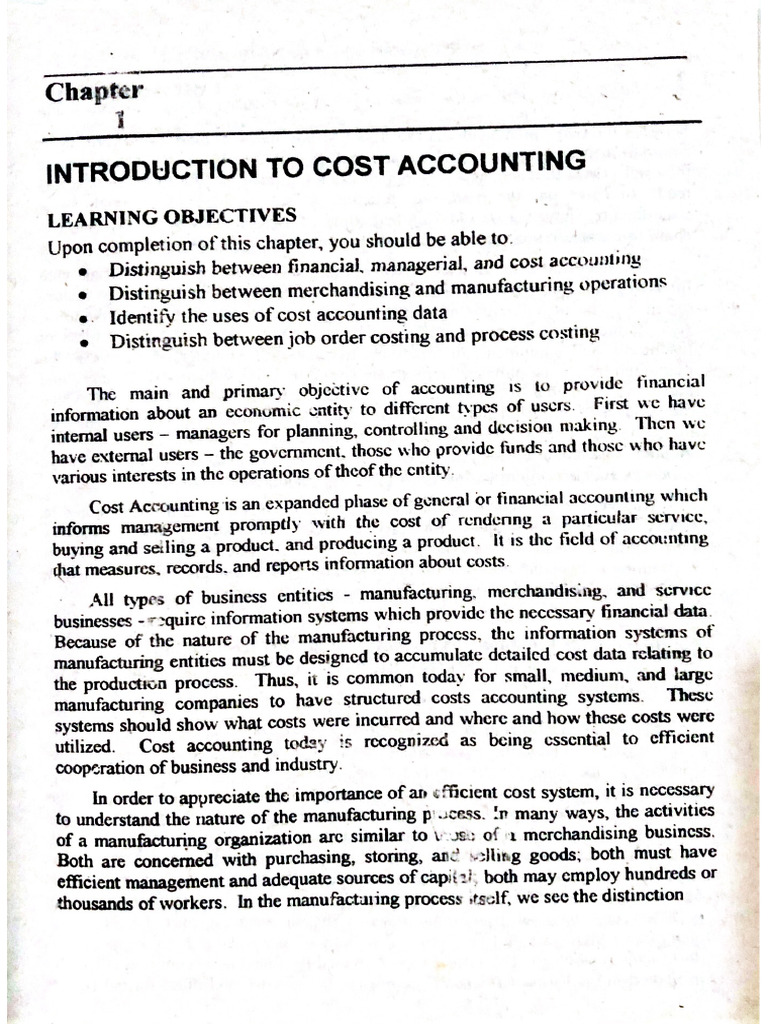Cost Accounting Chapter 1 | PDF