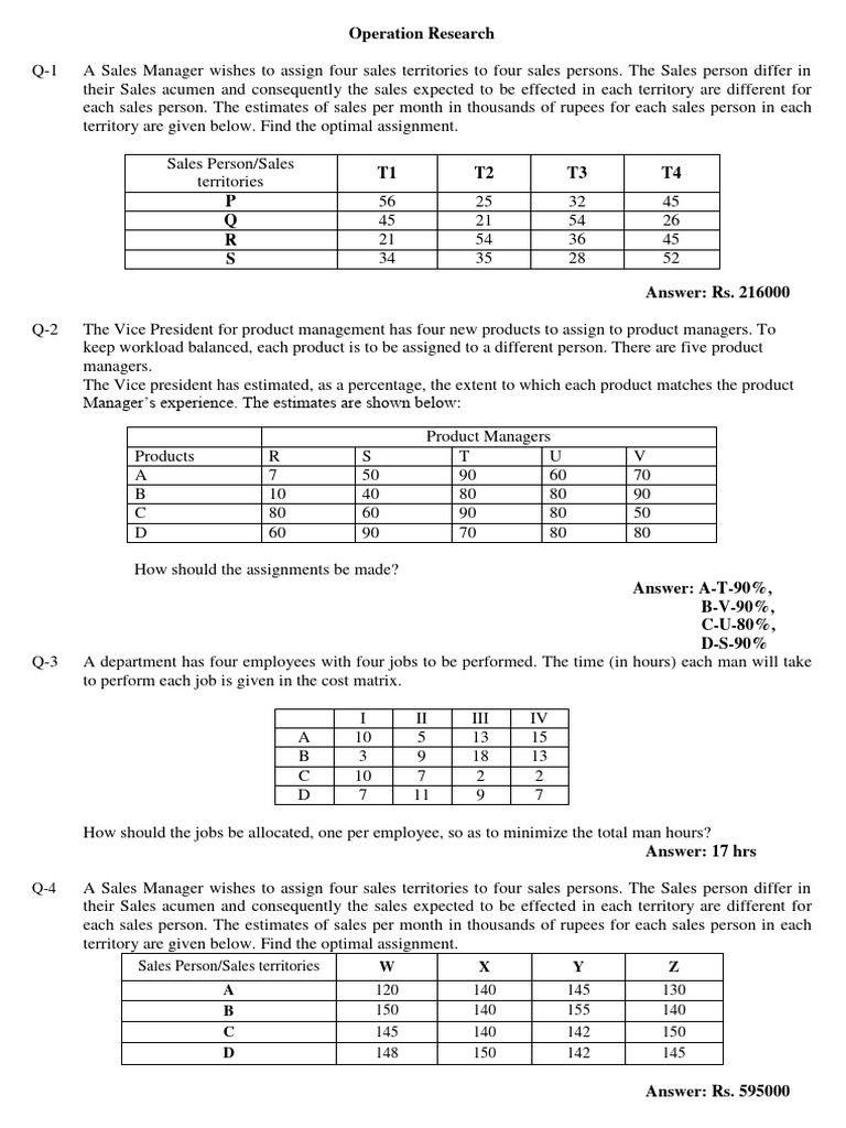 Optimal Assignment Solutions Guide | PDF | Applied Mathematics