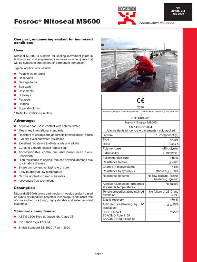 Nitoseal MS600 Issued Jan 2020 | PDF | Shelf Life | Physical Sciences
