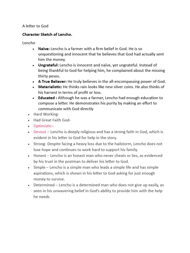Character sketch prose | PDF