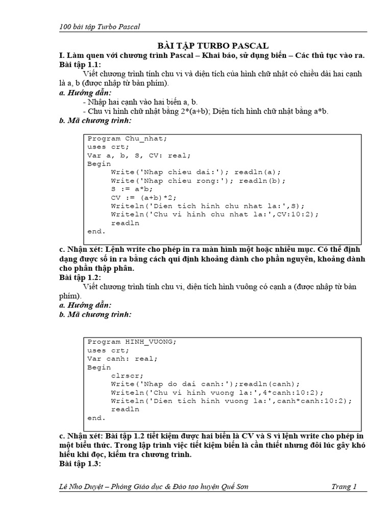 Bai Tap Turbo Pascal | PDF