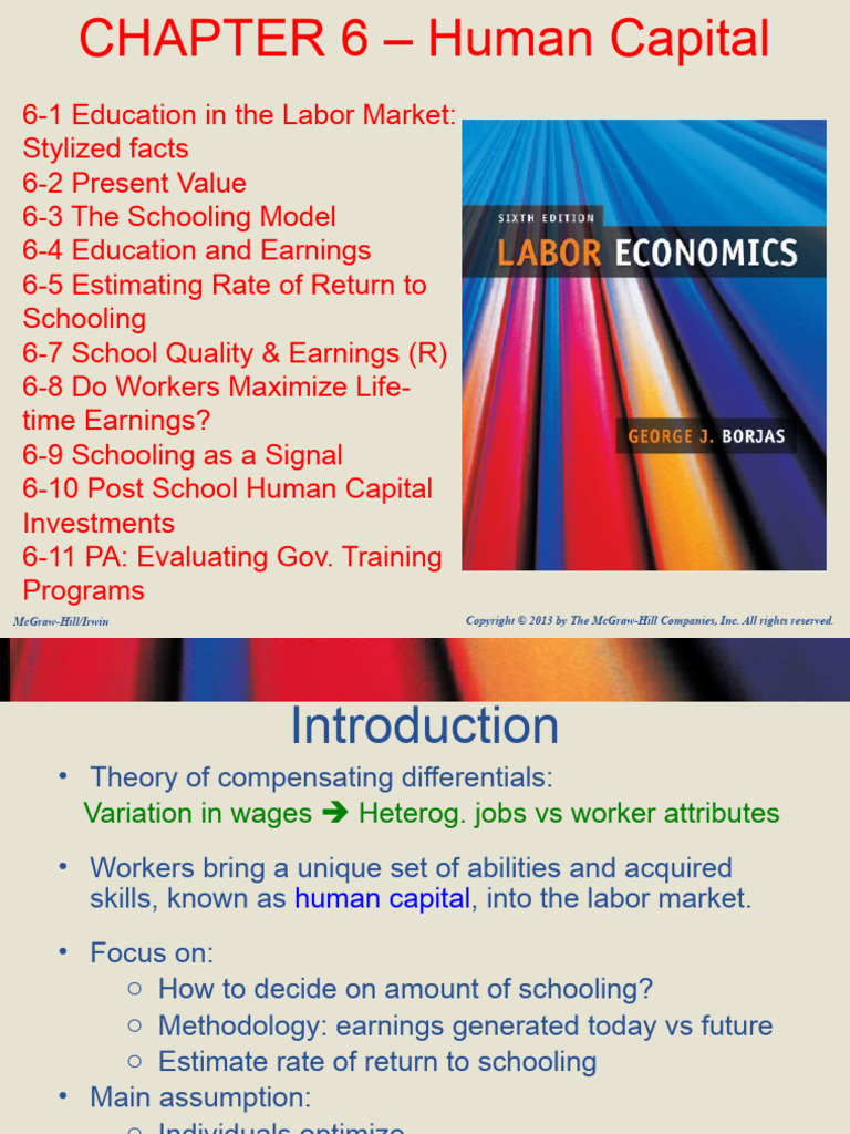 Chapter 6 Human Capital | PDF | Present Value | Labour Economics