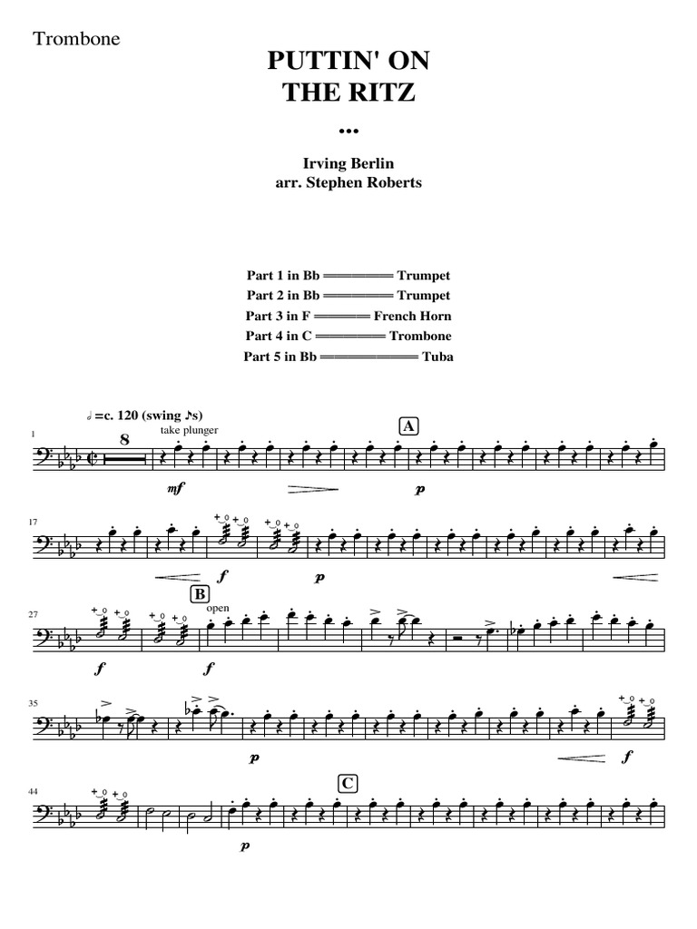 Puttin' On The Ritz ... : Trombone | PDF