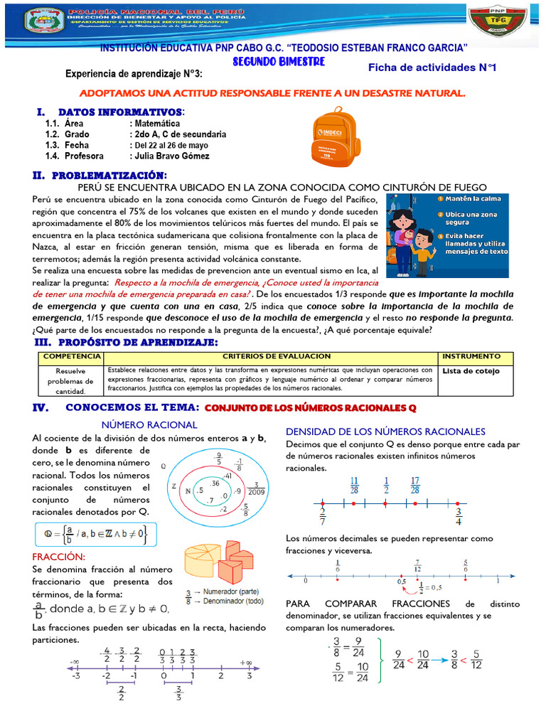 Ficha 2°-1 Fracciones | Descargar gratis PDF | Número racional | División (Matemáticas)