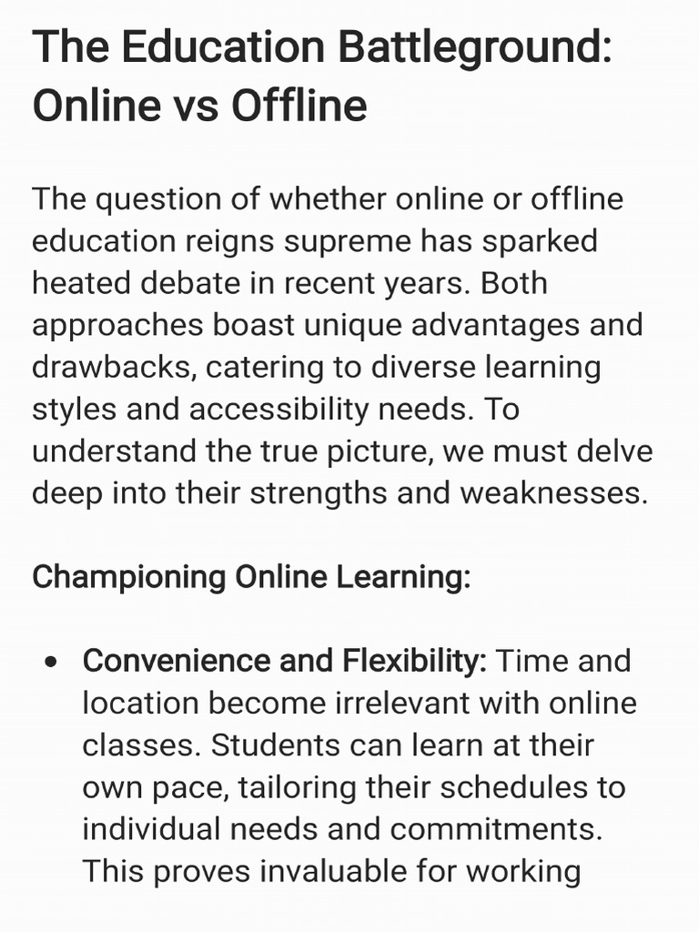 Debate On ONLINE and OFFLINE Education - 240222 - 173646 | PDF