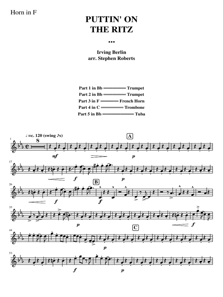 Puttin' On The Ritz ... : Horn in F | PDF | Elementary Organology ...