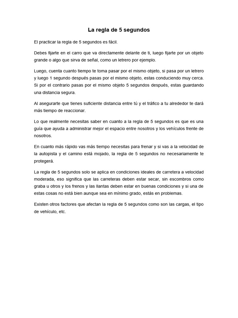 Aplicación de la Regla de 5 Segundos | PDF