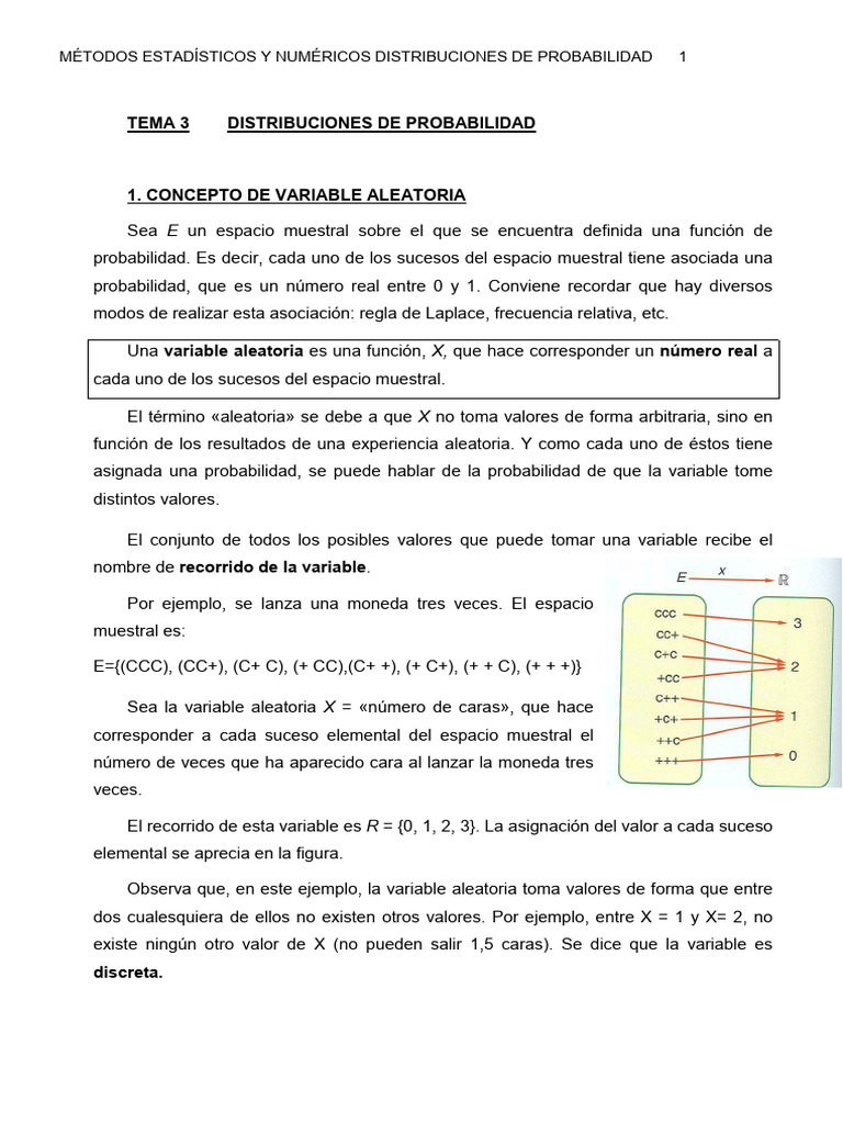 Tema 3 Distribuciones de Probabilidad | PDF | Variable aleatoria | Teoría de probabilidad
