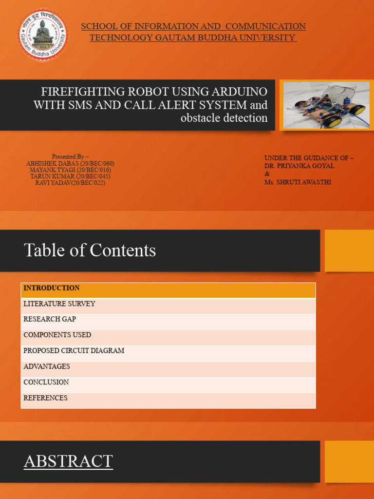 Firefighting Robot Using Arduino With SMS and Call | PDF | Arduino | Robot