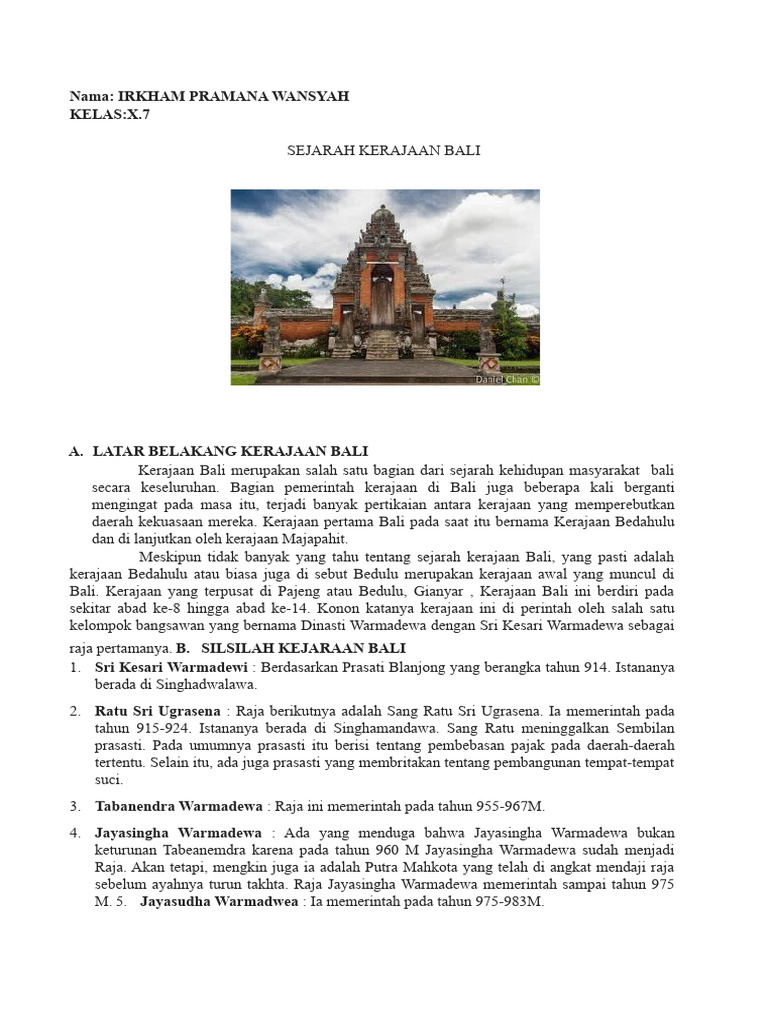 Sejarah Kerajaan Bali | PDF | Ilmu Sosial | Agama & Spiritualitas