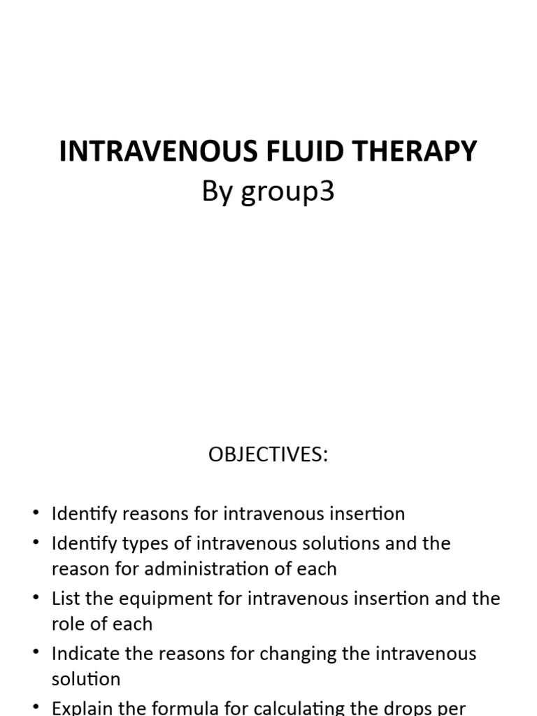 Intravenous Fluid Therapy Guide | PDF | Intravenous Therapy | Diseases ...