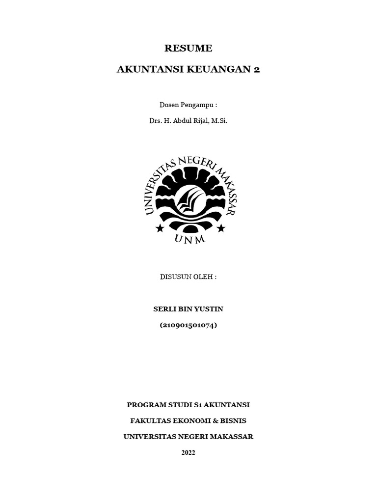 Resume Akuntansi Keuangan 2: Dosen Pengampu: Drs. H. Abdul Rijal, M.Si | PDF | Hukum