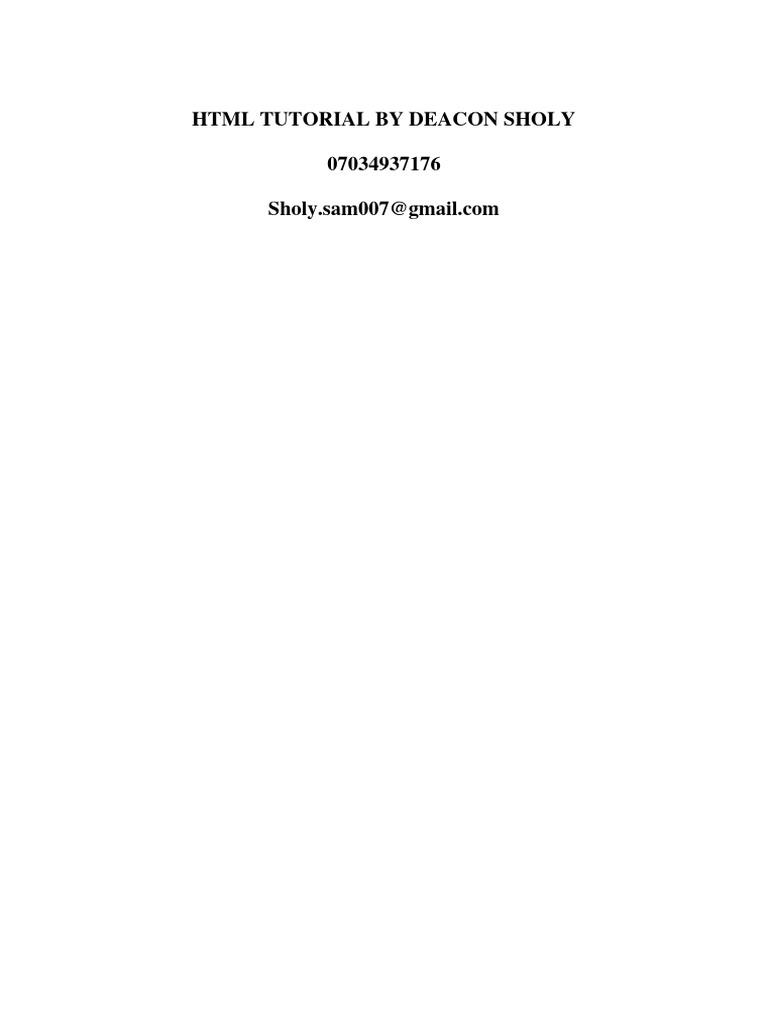 HTML Tutorial | Download Free PDF | Html Element | Html