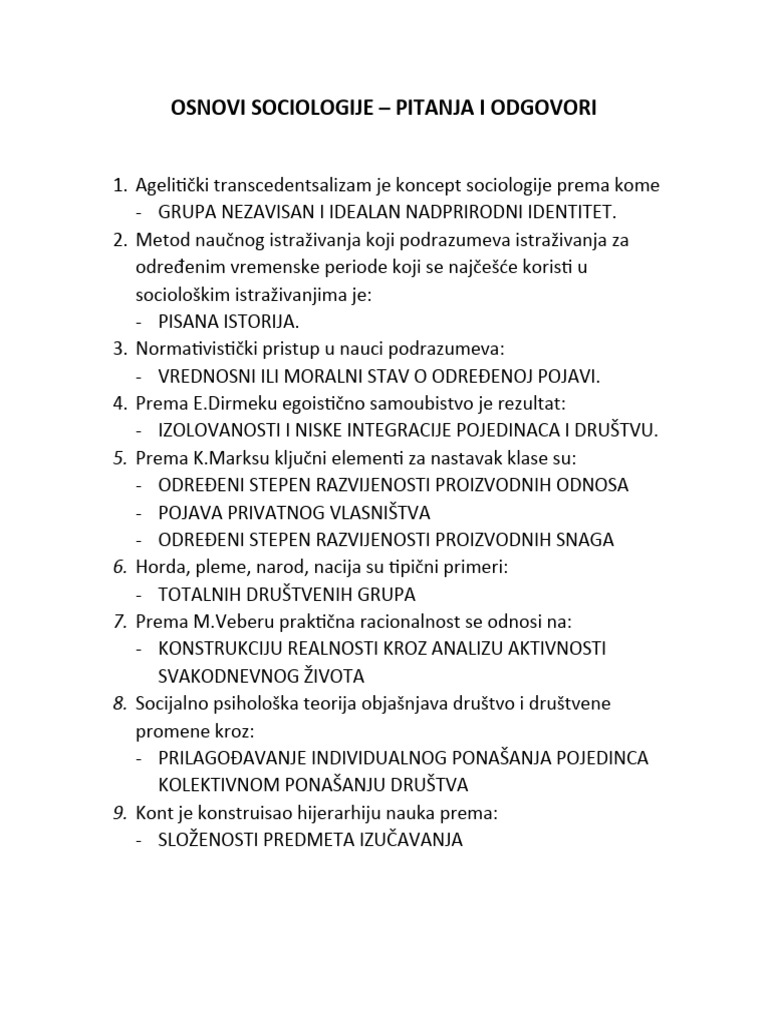 Osnovi Sociologije | PDF