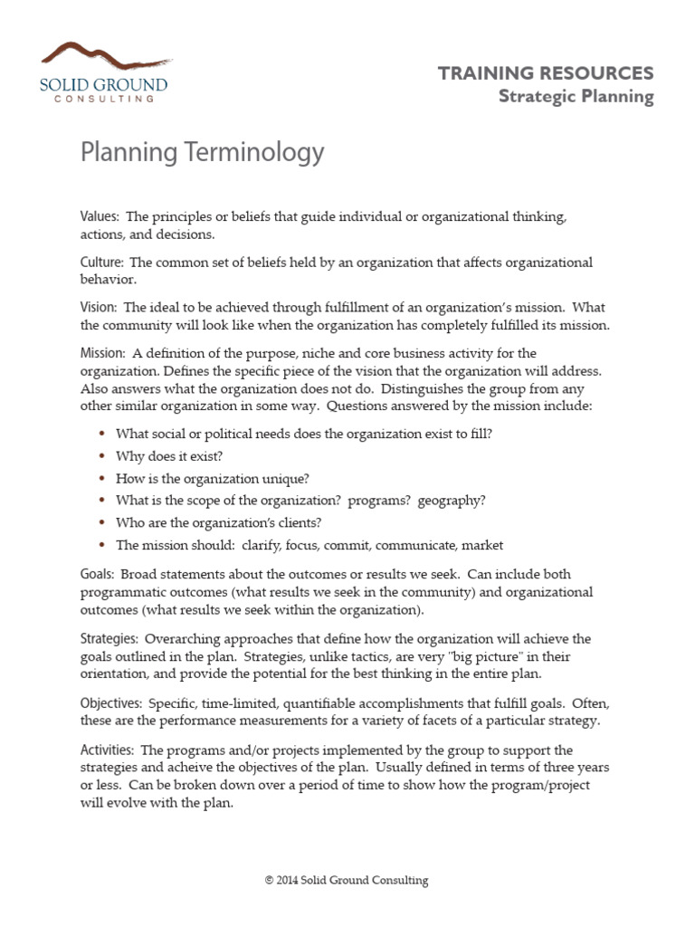 Planning Terminology | PDF | Career & Growth
