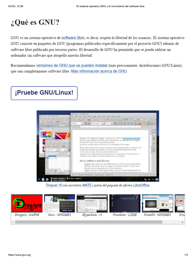 El Sistema Operativo GNU y El Movimiento Del Software Libre | PDF