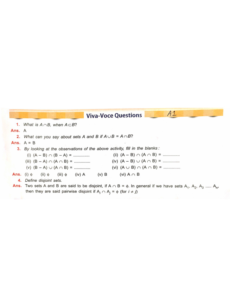 Class 11 Maths Viva Questions-1 | PDF