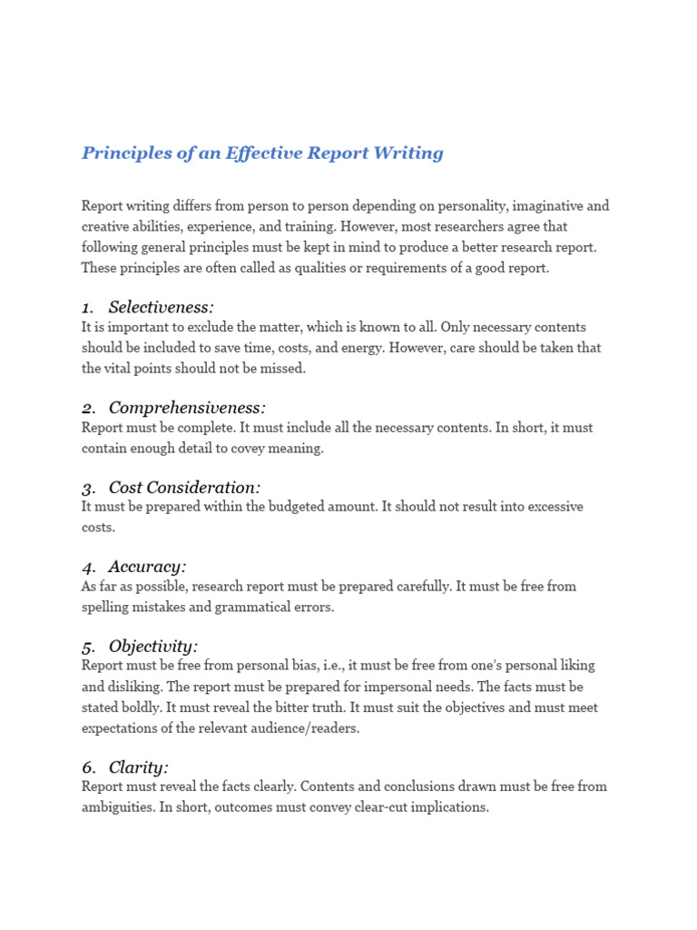principles on Effective Report Writing | PDF