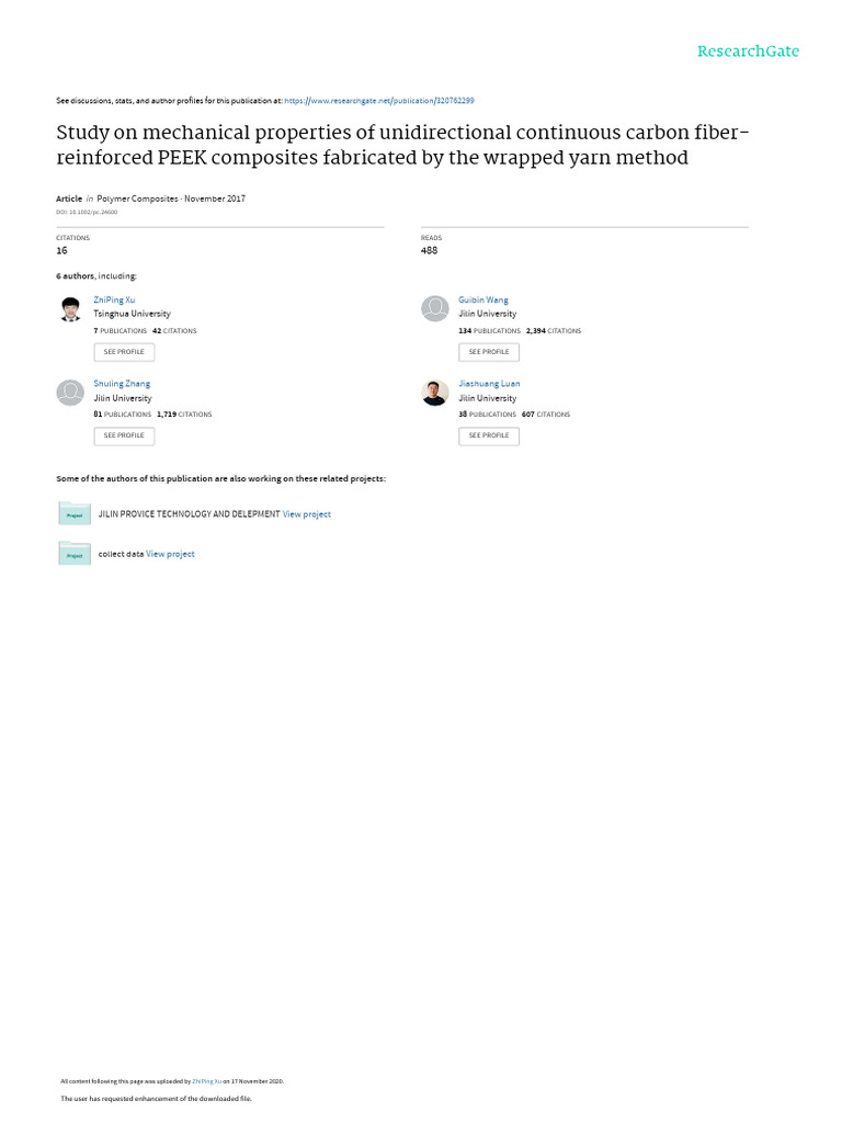 Study On Mechanical Properties of Unidirectional Continuous Carbon ...