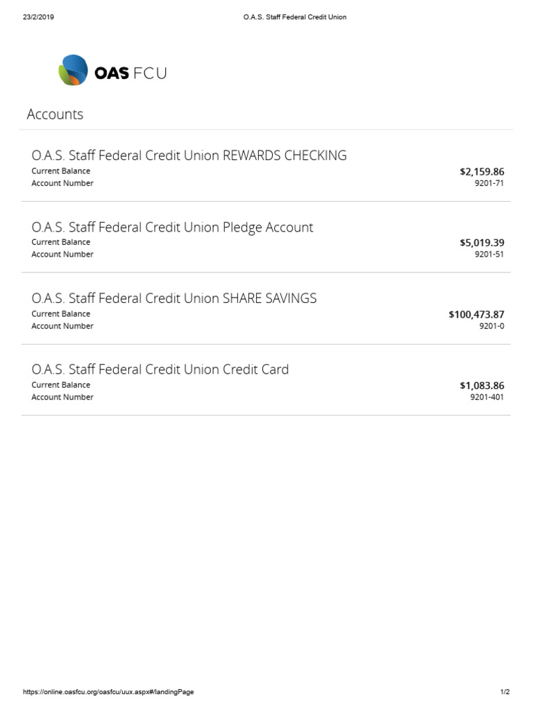 OAS FCU Account Balance Summary | PDF | Finance & Money Management