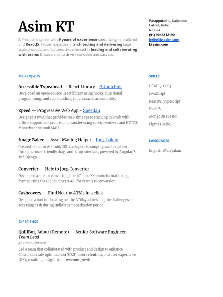 Asim KT Resume | PDF | Cyberspace | Digital Technology