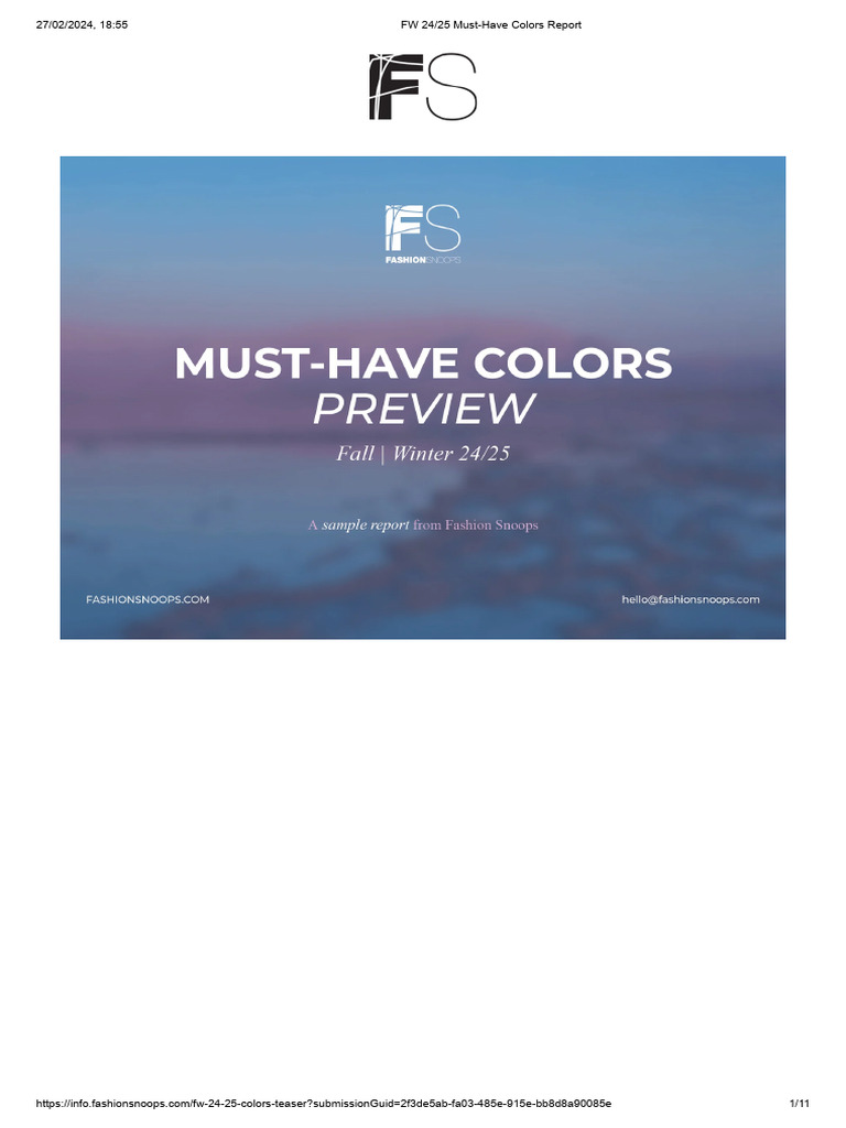 FW 24 - 25 Must-Have Colors Report | Download Free PDF | Fashion | Clothing