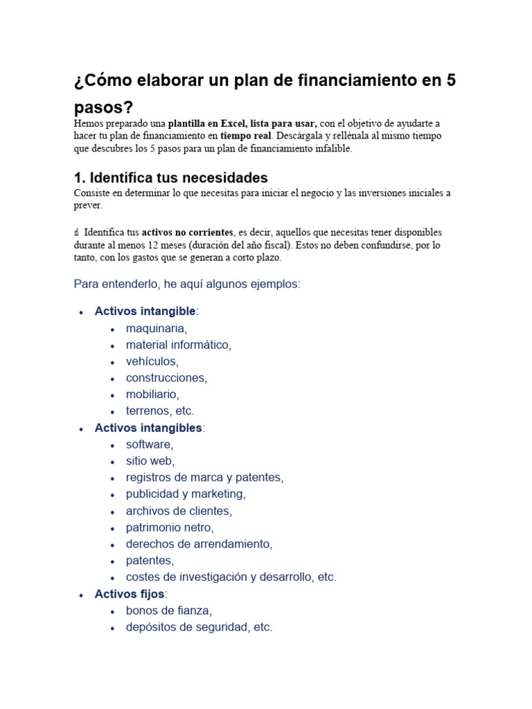 Cómo Elaborar Un Plan de Financiamiento en 5 Pasos | PDF | Capital de ... Cómo Elaborar Un Plan de Financiamiento en 5 Pasos | PDF | Capital de ...