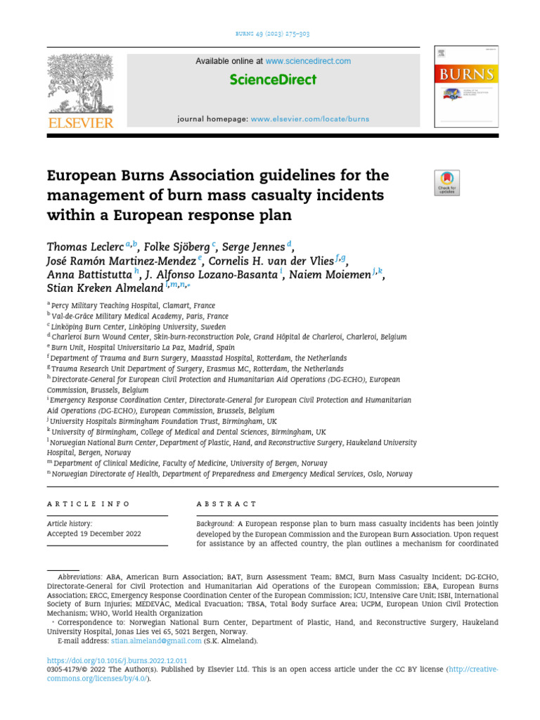 Burns Mass Casualty Guidelines | Download Free PDF | Emergency Department | Emergency Management