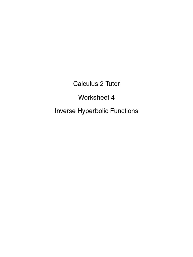 Inverse Hyperbolic Functions Worksheet | PDF | Teaching Methods ...