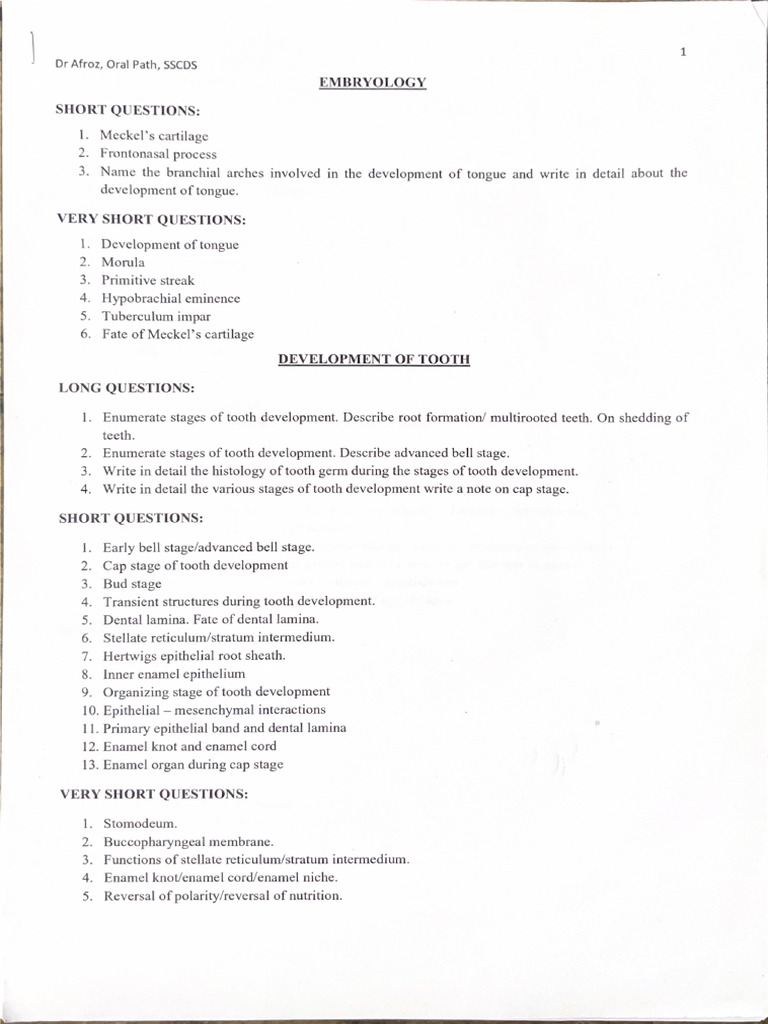 Dadh Question Bank | PDF