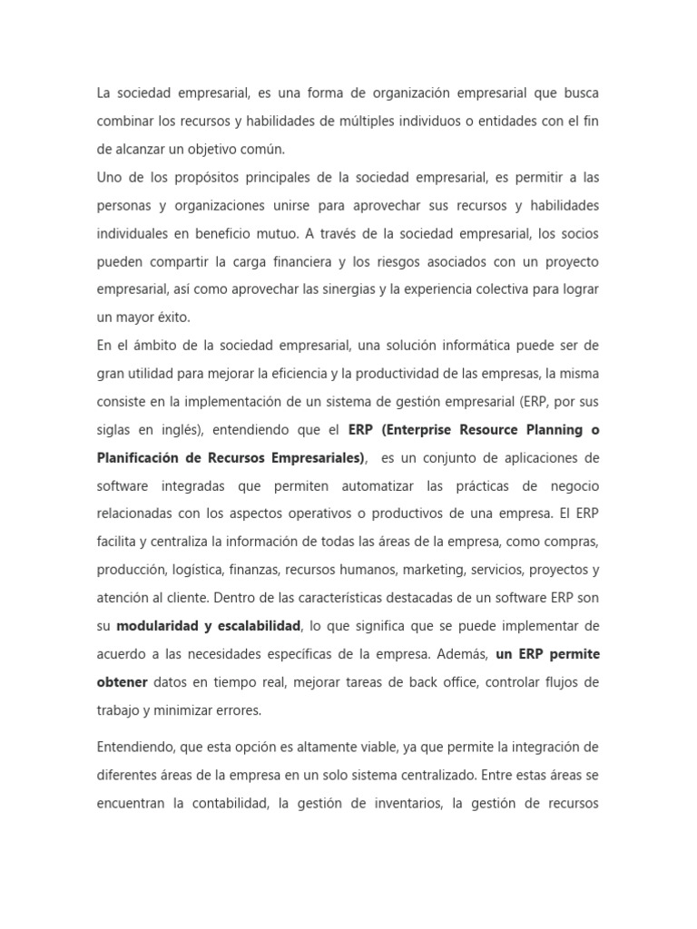 La Sociedad Empresarial | PDF | Planificación de recursos empresariales | Informática