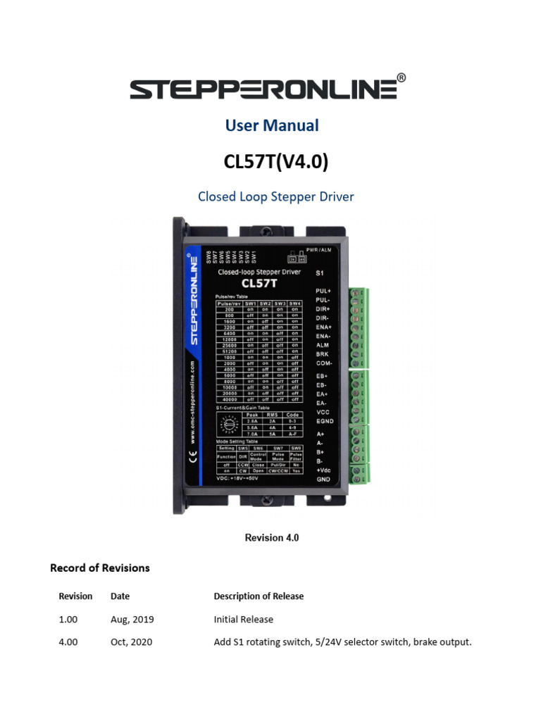 CL57T V4.0 | PDF | Electric Motor | Power Supply