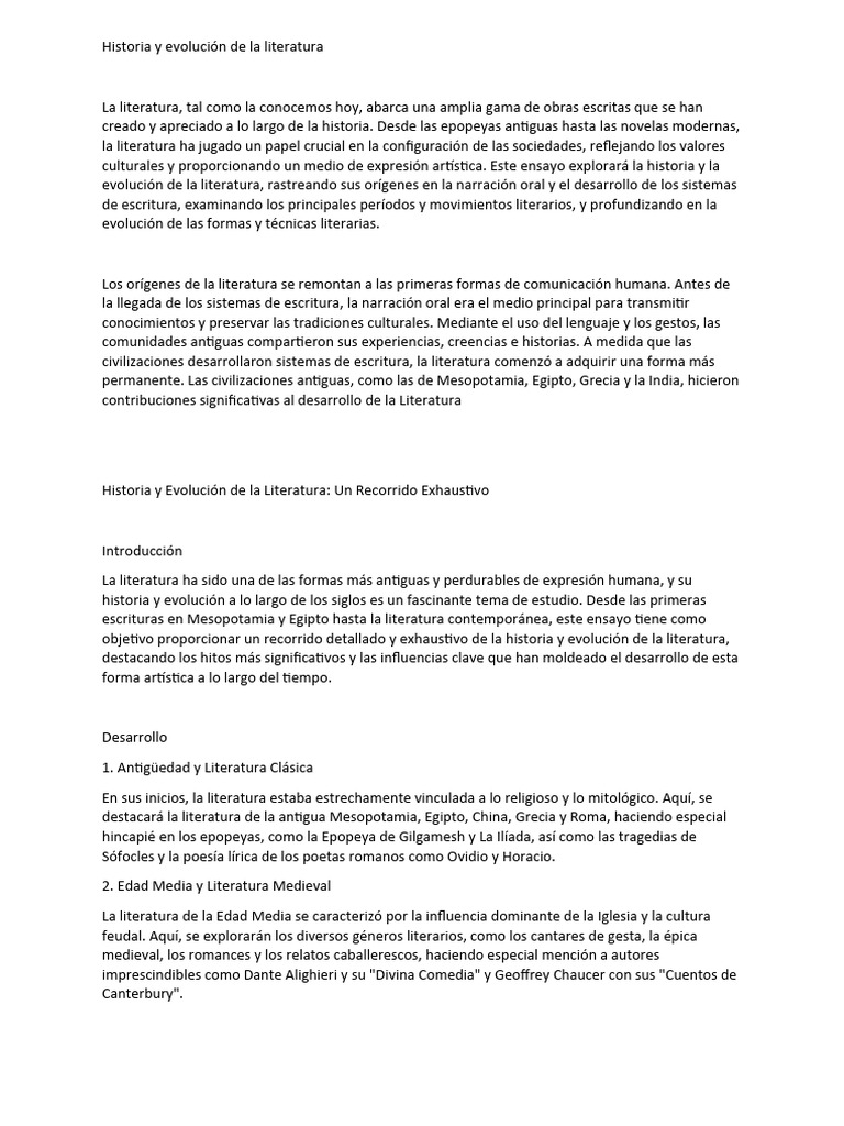 Historia y evolución de la literatura | PDF | Romanticismo | Literatura ...