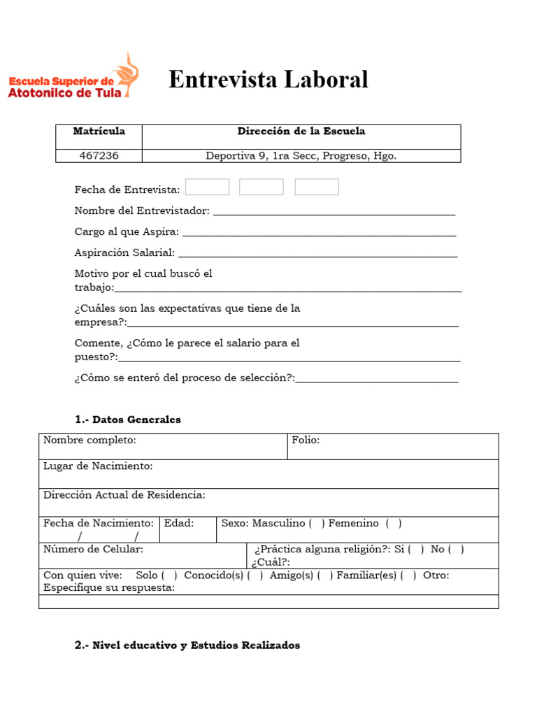 Entrevista Laboral | PDF