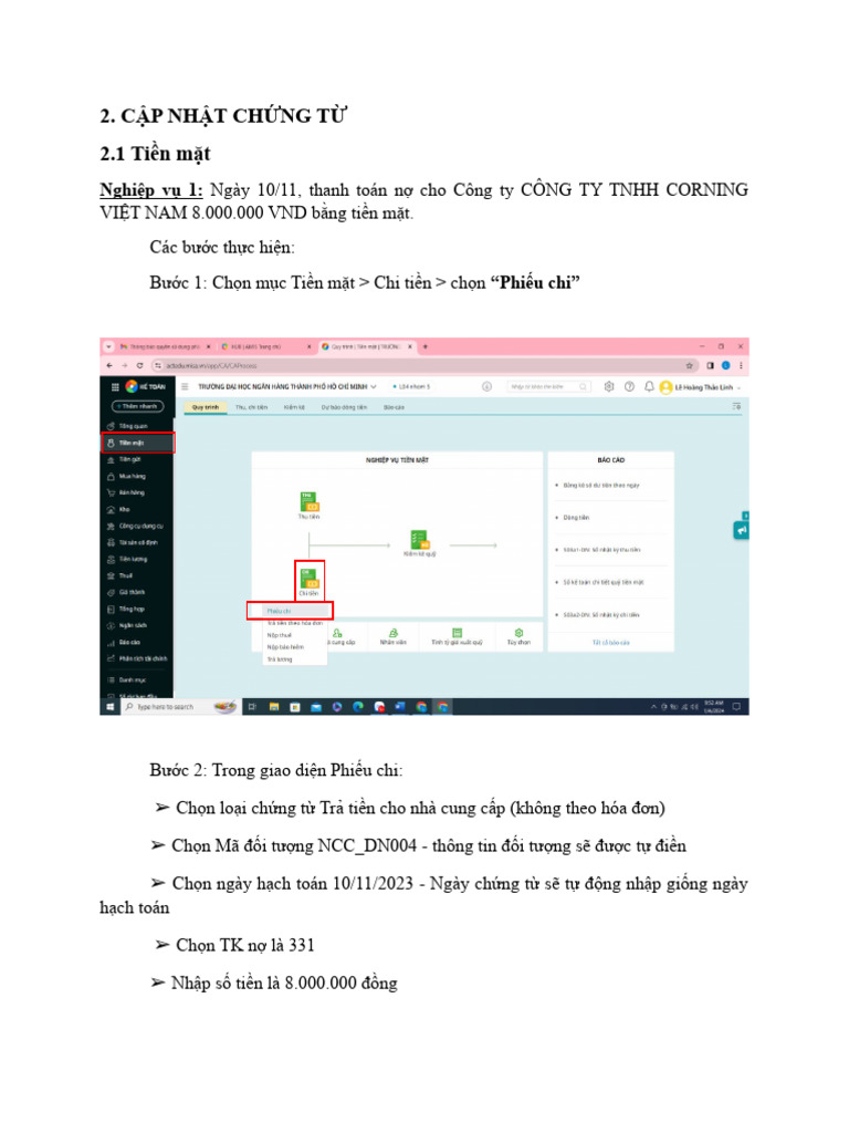 Cập Nhật Chứng Từ - Thảo Linh | PDF