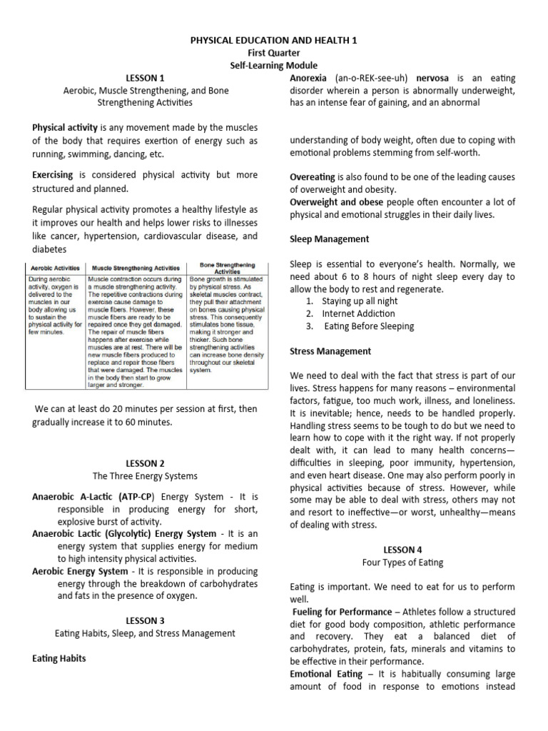 PEH1-1Q-SELF-LEARNING-MODULE | PDF | Obesity | Dieting