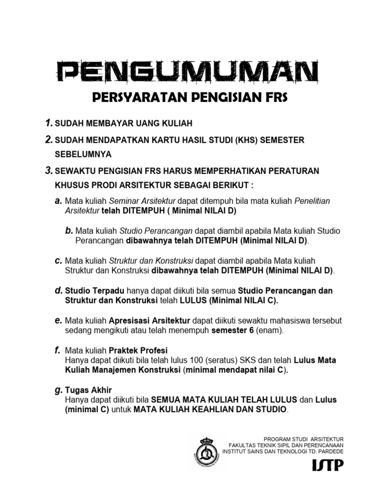 Syarat Pengisian FRS | PDF
